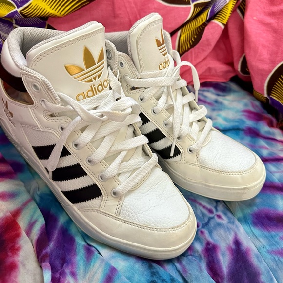 adidas | Shoes | Adidas Hard Court High White Black Gold Mens 7 | Poshmark